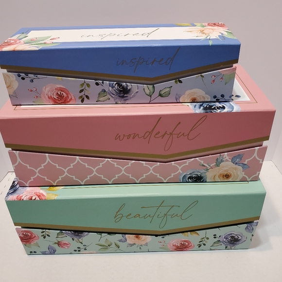 Storage & Organization | 3 Floral Decorative Storage Or Gift Boxes Set ...
